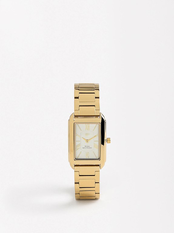 Square Watch With A Stainless Steel Bracelet - Customizable