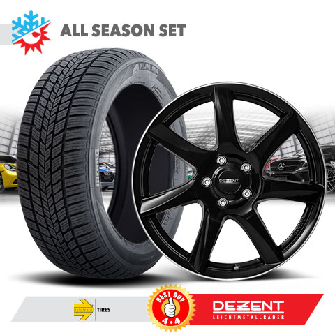 205/55 R16 SET ALL MOMO + DEZENT TW BLK POL 5/100