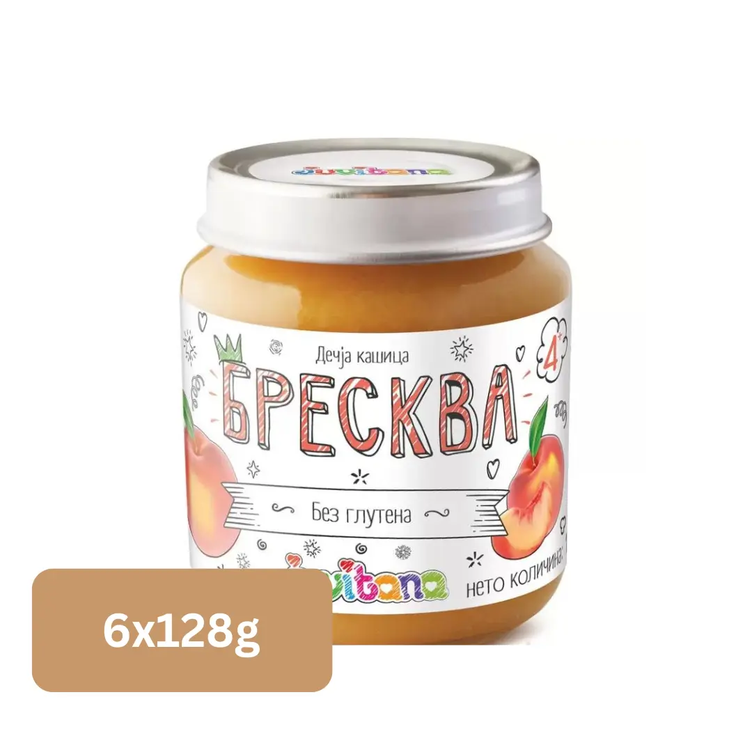 Juvitana Kašica za bebe od breskve, 128g, 6 komada