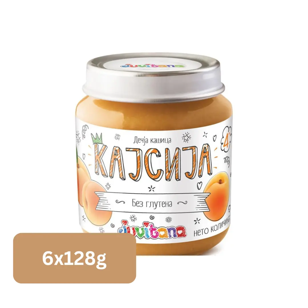 Juvitana Kašica za bebe od kajsije, 128g, 6 komada