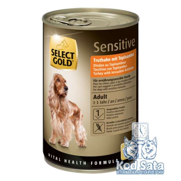 Select Gold Sensitive Konzerva Za Pse, Ćuretina i Artičoka 6x400g