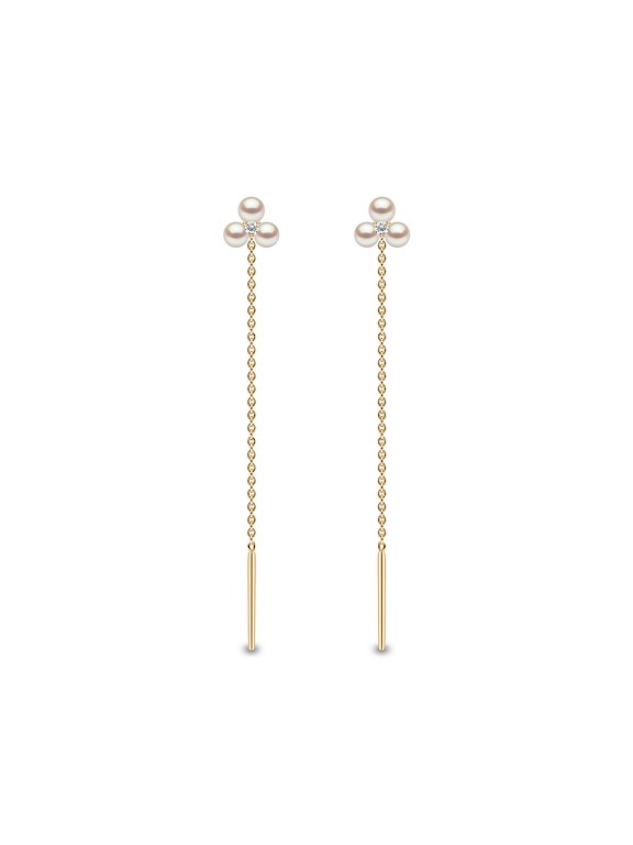 FRESHWATER PEARL AND DIAMOND EARRINGS IN 18CT YELLOW GOLD