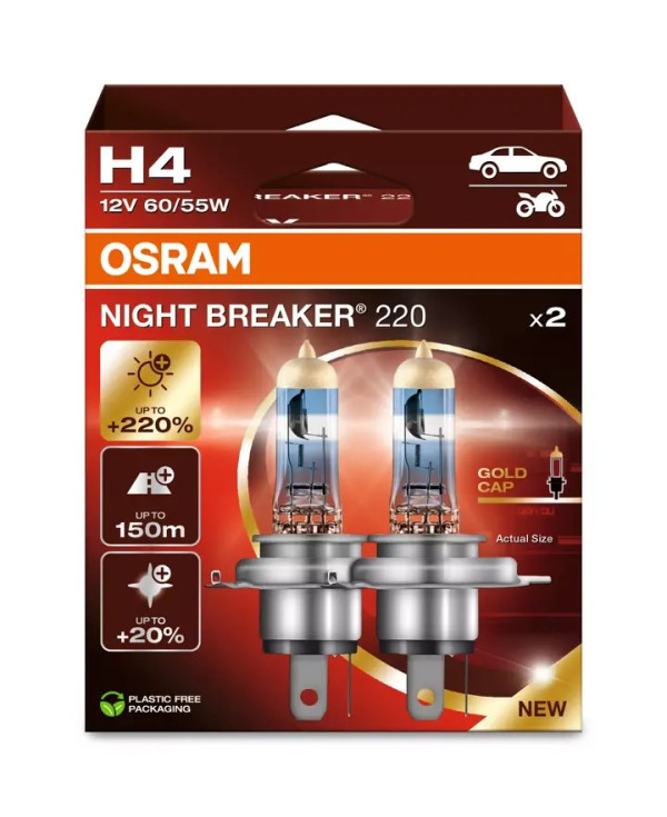 OSRAM NIGHT BREAKER 220 H4 64193NB220-2HB 60/55W 12V