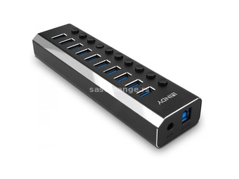 LINDY 10 Port USB 3.0 Hub with On/Off Switches