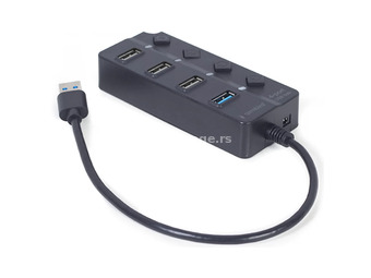 GEMBIRD 4-port USB hub (1 x USB 3.1 + 3 x USB 2.0) black