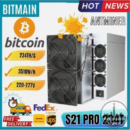 Bitmain Antminer S21 Pro (234Th) 3531W BTC Asic Crypto Miner