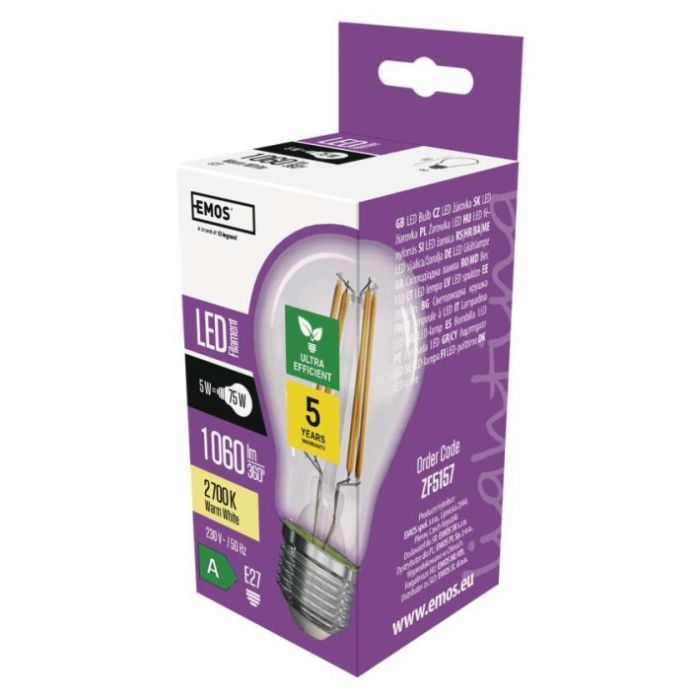 Led sijalica Filament A60 5W E27 Ultra Eficient WW Emos ZF5157