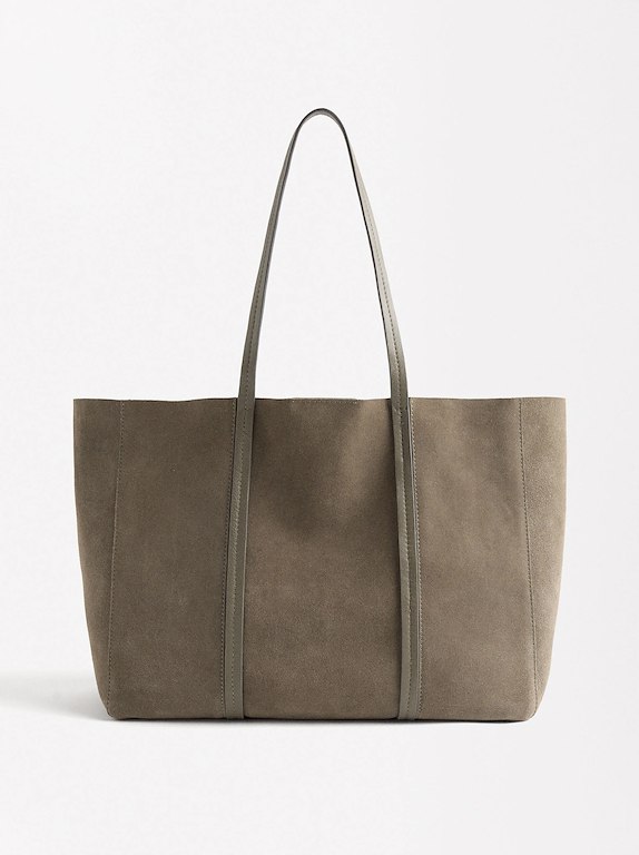 Leather Shopper Bag With Removable Pouch