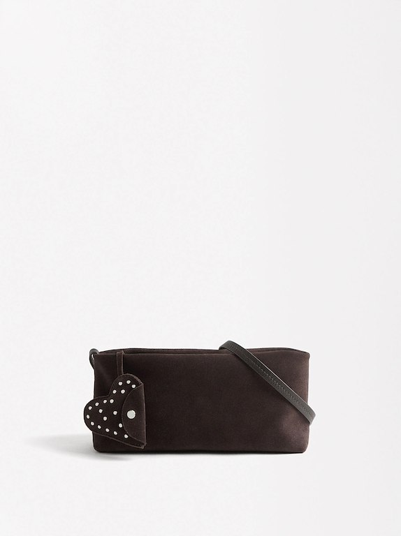 Leather crossbody bag with heart