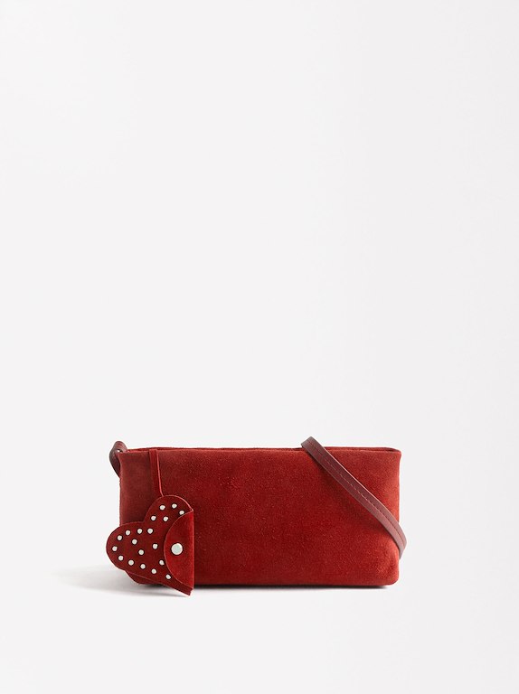 Leather crossbody bag with heart