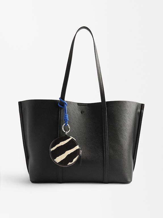 Shopper Bag With Leather Pendant