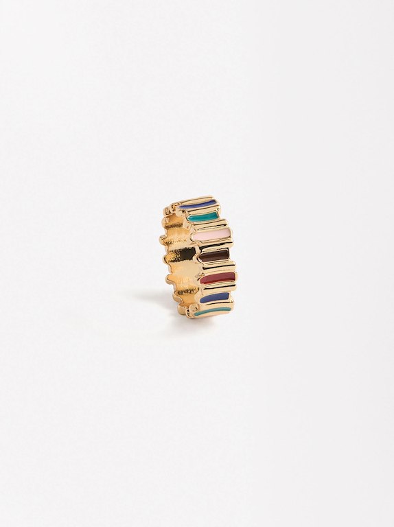 Striped enamel ring