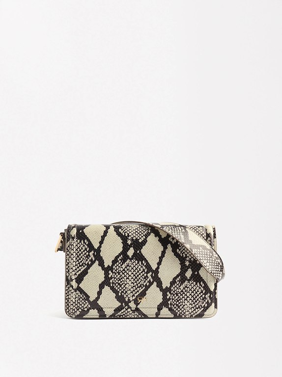 Shoulder Bag With Animal Print And Engraving