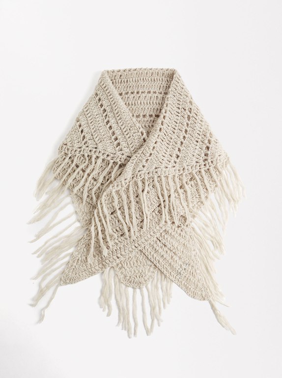 Fringed Wool Blend Shawl