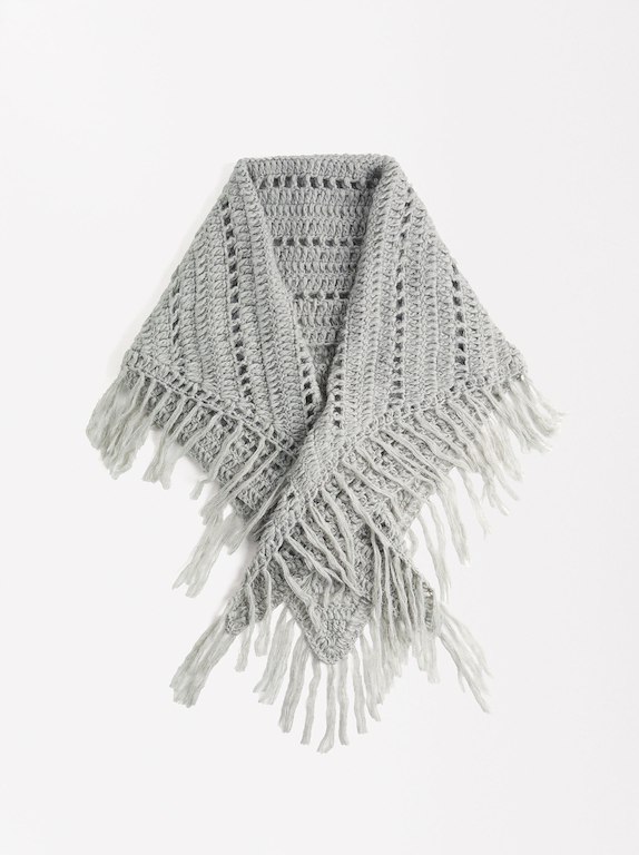 Fringed Wool Blend Shawl