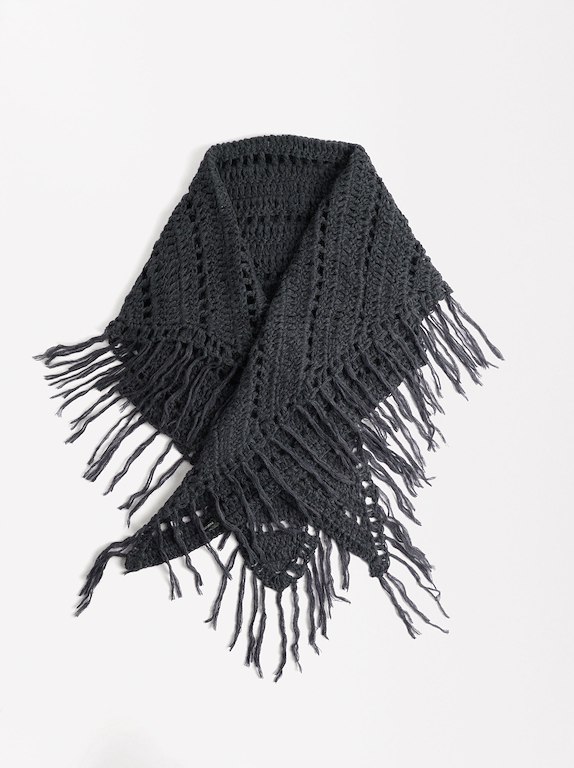 Fringed Wool Blend Shawl