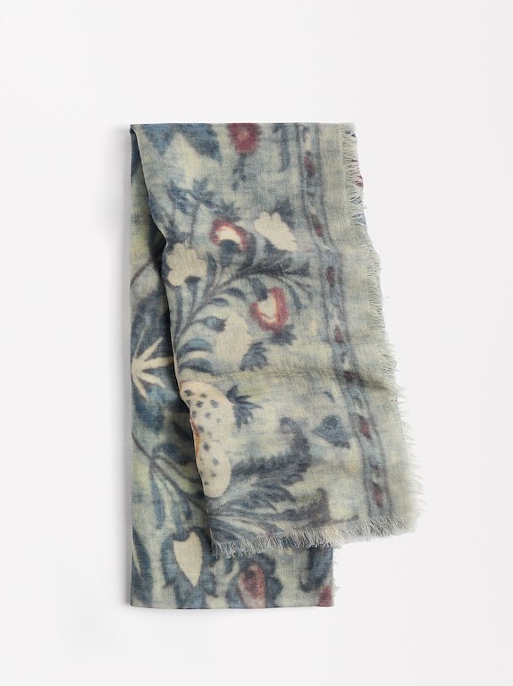 Printed Scarf With Wool