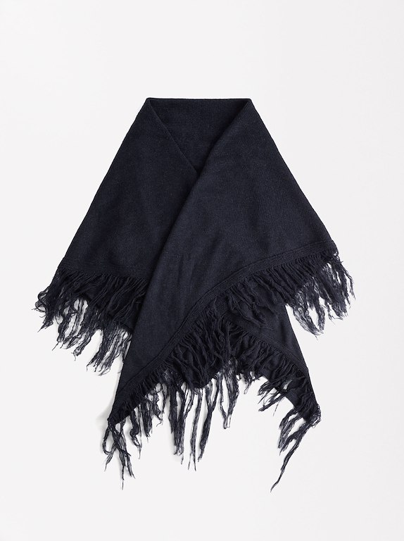 Fringed Wool Blend Shawl