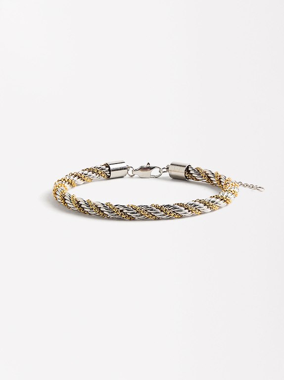 Bicolor Woven Bracelet - Stainless Steel