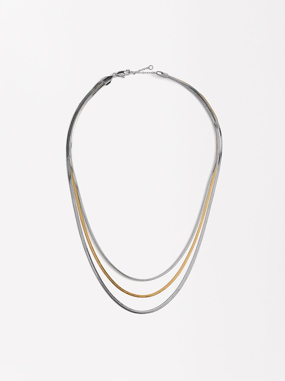 Triple Two-Tone Necklace - Stainless Steel