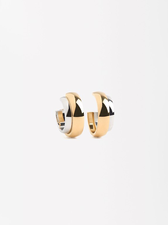 Two-Tone Double-Effect Earrings - Stainless Steel