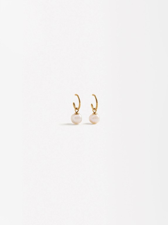 Hoop Earrings With Freshwater Pearls - Stainless Steel