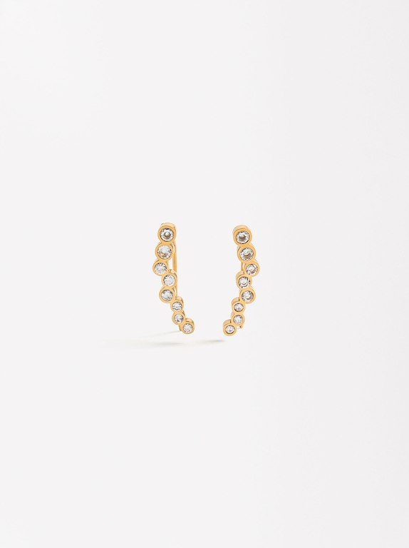 Earjack Earrings With Zirconias - Stainless Steel