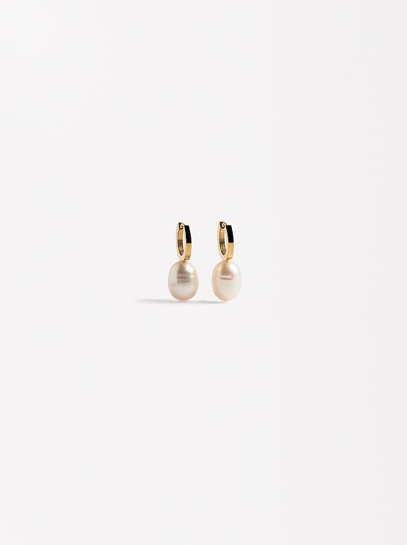 Freshwater Pearl Hoop Earrings - Stainless Steel