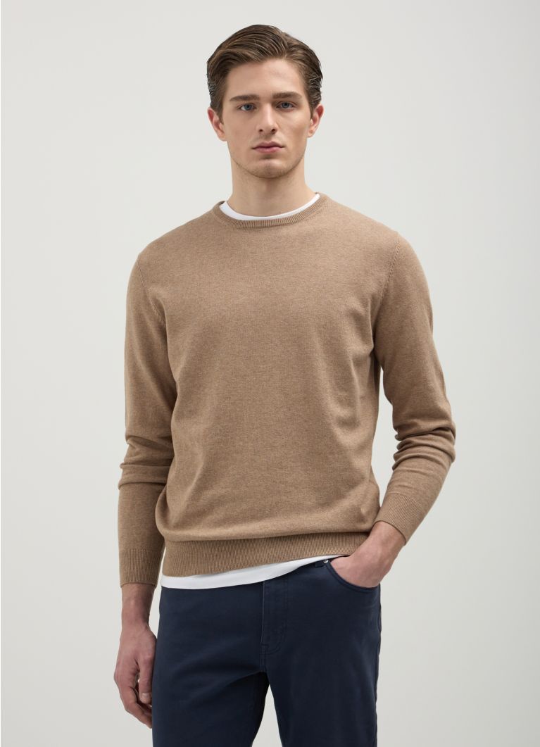 Plain-coloured crew-neck jumper Duvan melan