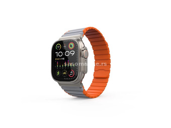 XPRO Apple Watch magnetic silicone belt 42mm / 44mm / 45mm / 49mm gray-orange