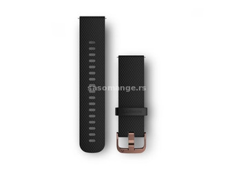 GARMIN Vivomove HR watch strap 20mm black silicone rose gold buckle (Quick Release) S/M