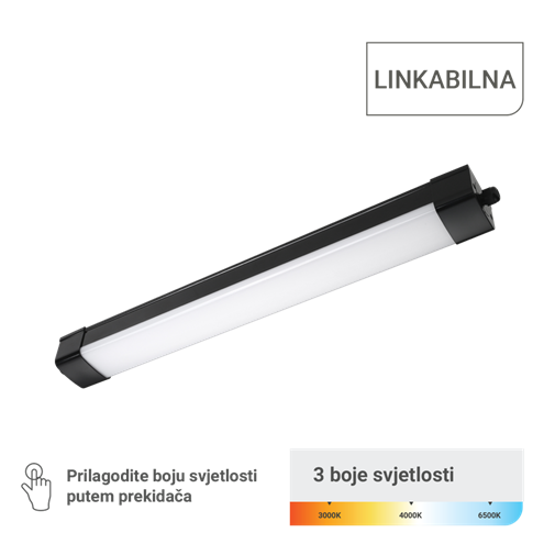 LED SVETILJKA VODONEPROPUSNA 30W 3CCT IP65 CRNA GREEN TECH