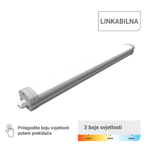 LED SVETILJKA VODONEPROPUSNA LINKABILNA 18W 120lm/W 3CCT IP65 GREEN TECH