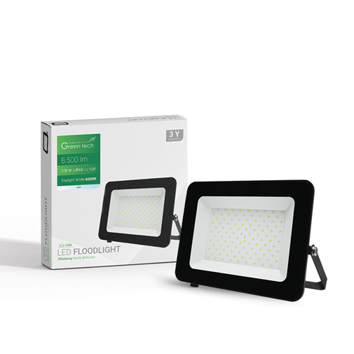 LED REFLEKTOR 100W 6500K 8500lm IP65 CRNI GREEN TECH