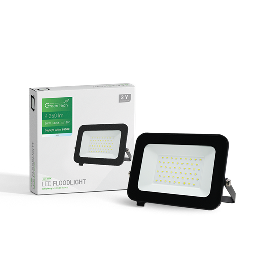 LED REFLEKTOR 50W 6500K 4250lm IP65 CRNI GREEN TECH