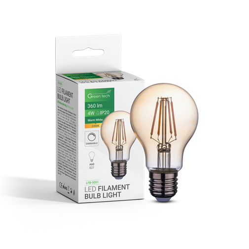 LED SIJALICA FILAMENT AMBER DIMABILNA E27 4W 2300K AC220V A60 GREEN TECH