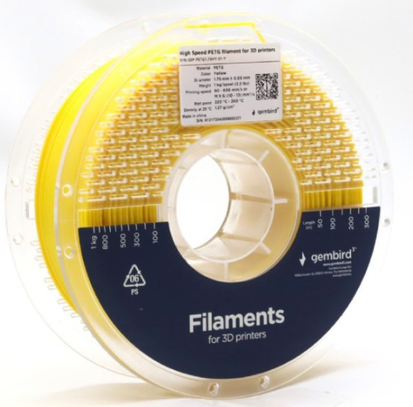 3DP-PETG1.75HY-01-Y PETG filament velike brzine za 3D stampac 1.75mm, kotur 1KG YELLOW