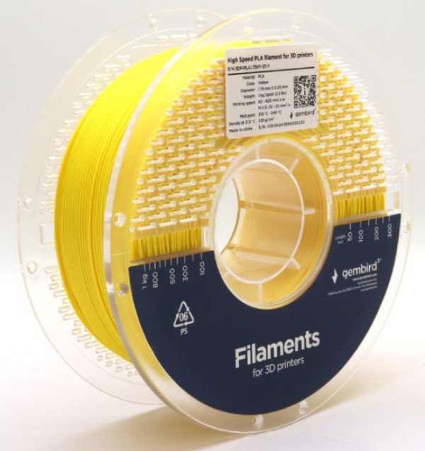 3DP-PLA1.75HY-01-Y PLA filament velike brzine za 3D stampac 1.75mm, kotur 1KG YELLOW