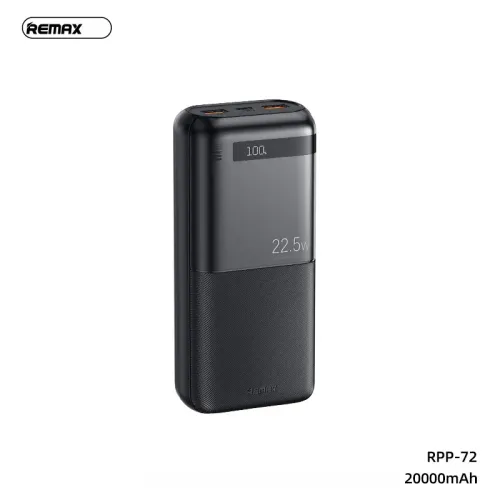 Power Bank prenosiva baterija Remax Piloteer Series RPP-72 20W+22.5W Fast Charging 20000mAh crni