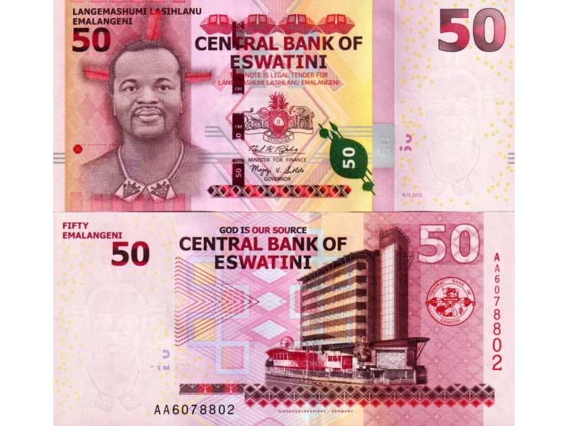 Eswatini/SWAZILAND 50 Emalangeni 2018 UNC, P-43 Hibrid