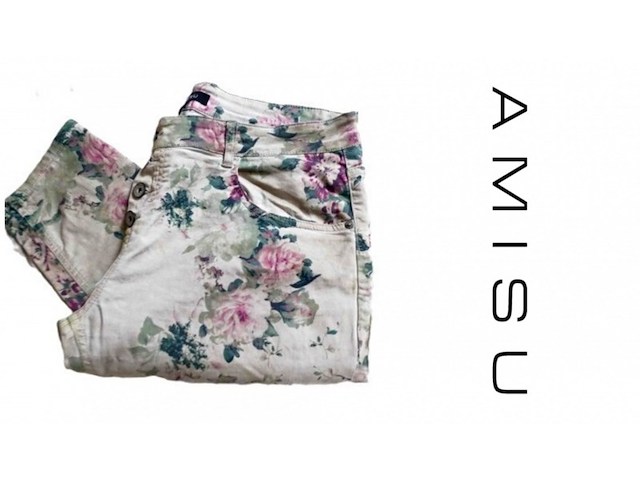 *AMISU*  cvetne farmerke-pantalone 40