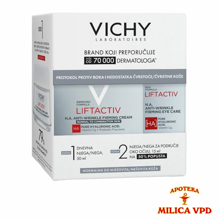 Vichy Liftactiv dnevna krema za normalnu i mešovitu kožu 50ml + Vichy Liftcktiv nega za područje oko oka 15ml