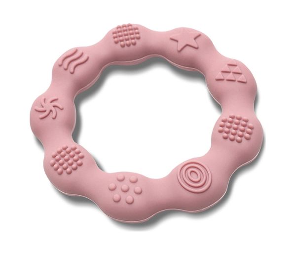 LORELLI SILIKONSKA GLODALICA ZA BEBE RING NATURAL - DEEP PINK