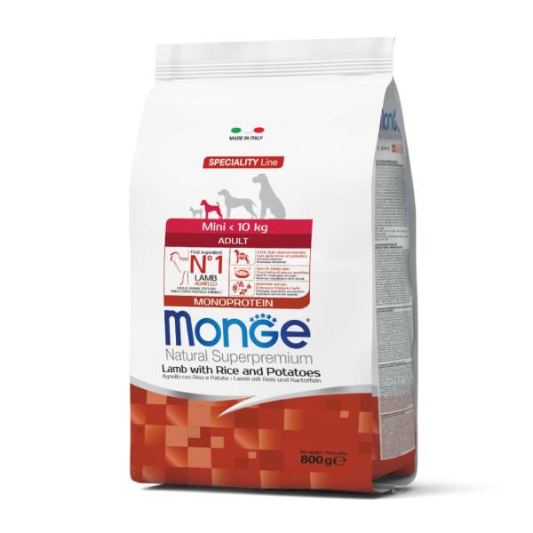 Monge Mini Adult, jagnjetina/pirinač/krompir 800g