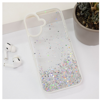 Maska Frame Glitter za iPhone 16 bela