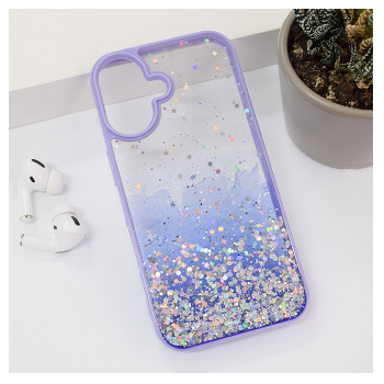 Maska Frame Glitter za iPhone 16 ljubicasta