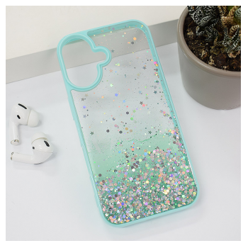 Maska Frame Glitter za iPhone 16 zelena