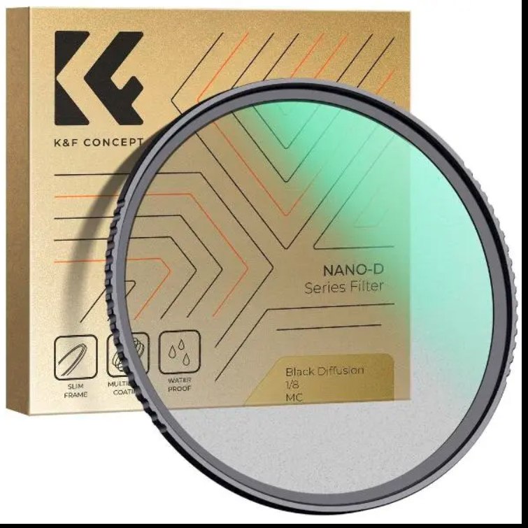 K&F Concept 82mm 1/8 Black MIst Diffusion Filter Waterproof Anti-Reflection Green film Nano-D series KF01.2278