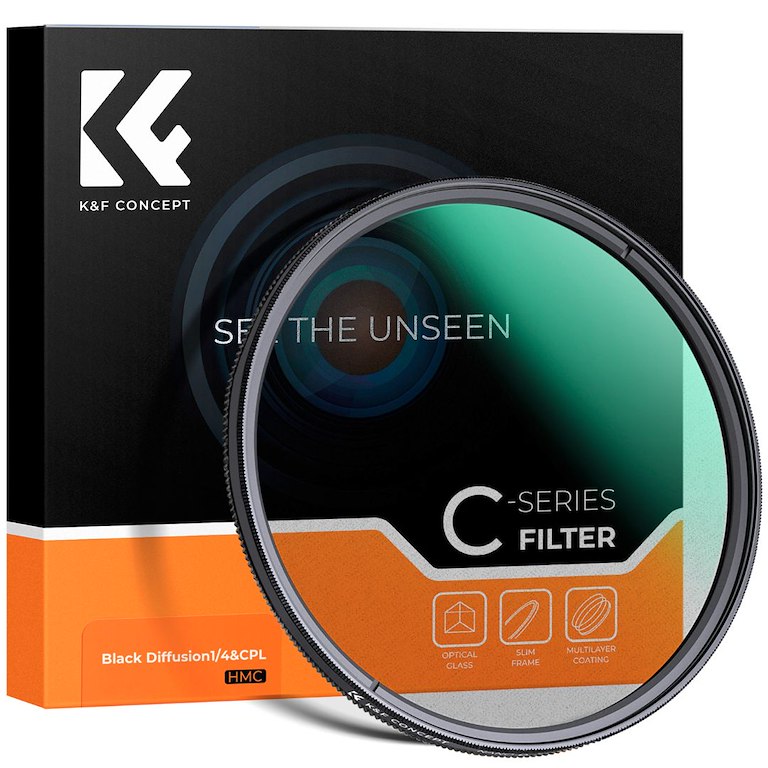 K&F Concept 82mm 1/4 Black Mist Diffusion Filter + CPL Polarizator, C Series KF01.2779