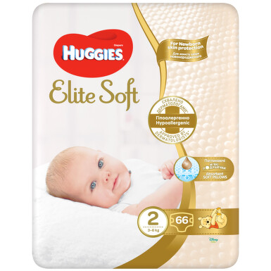 Huggies Elite Soft Pelene za bebe veličina 2, 66 komada